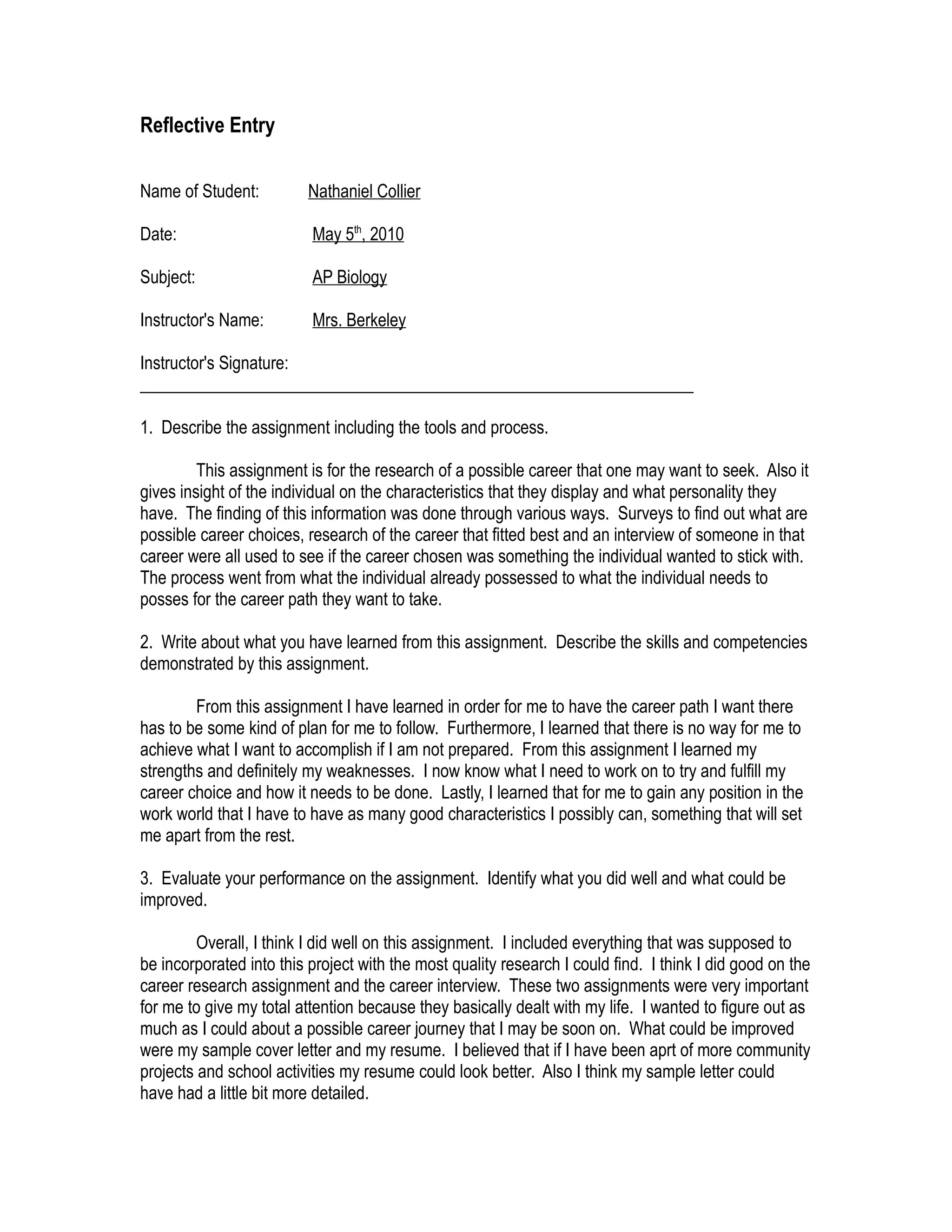 Reflective entry | PDF