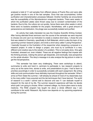 Reflective essay | DOCX | Biological Sciences | Science