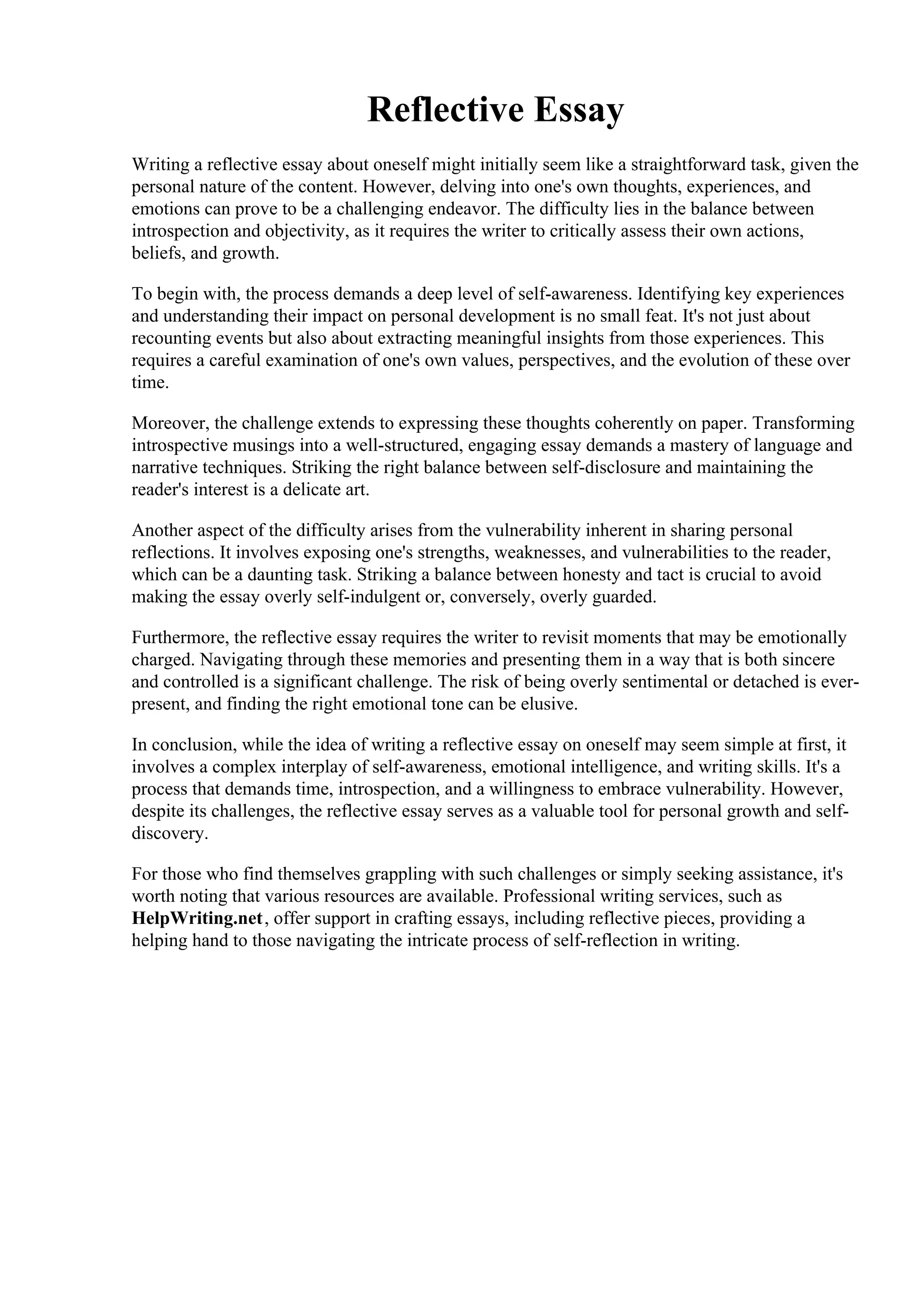 Reflective Essay | PDF