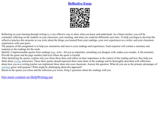 Reflective Essay 101 | PDF | Educational Assessment | Education