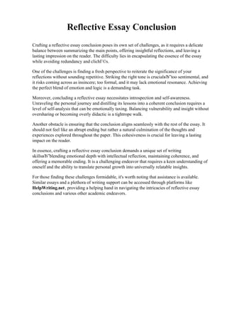 Reflective Essay Conclusion | PDF