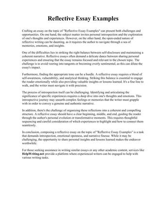 Reflective Essay Examples | PDF