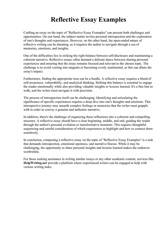 Reflective Essay Examples | PDF