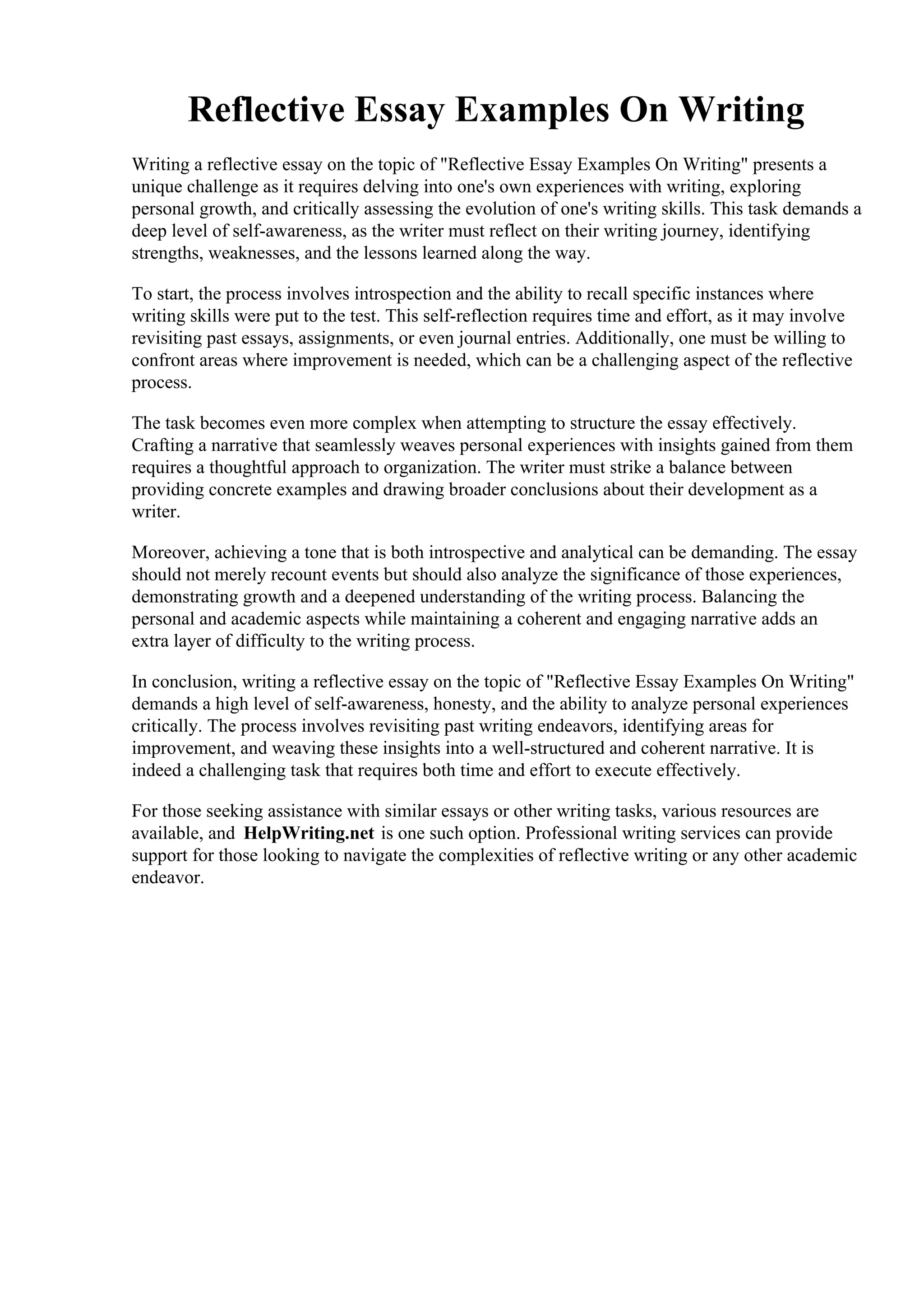 Reflective Essay Examples On Writing.pdf