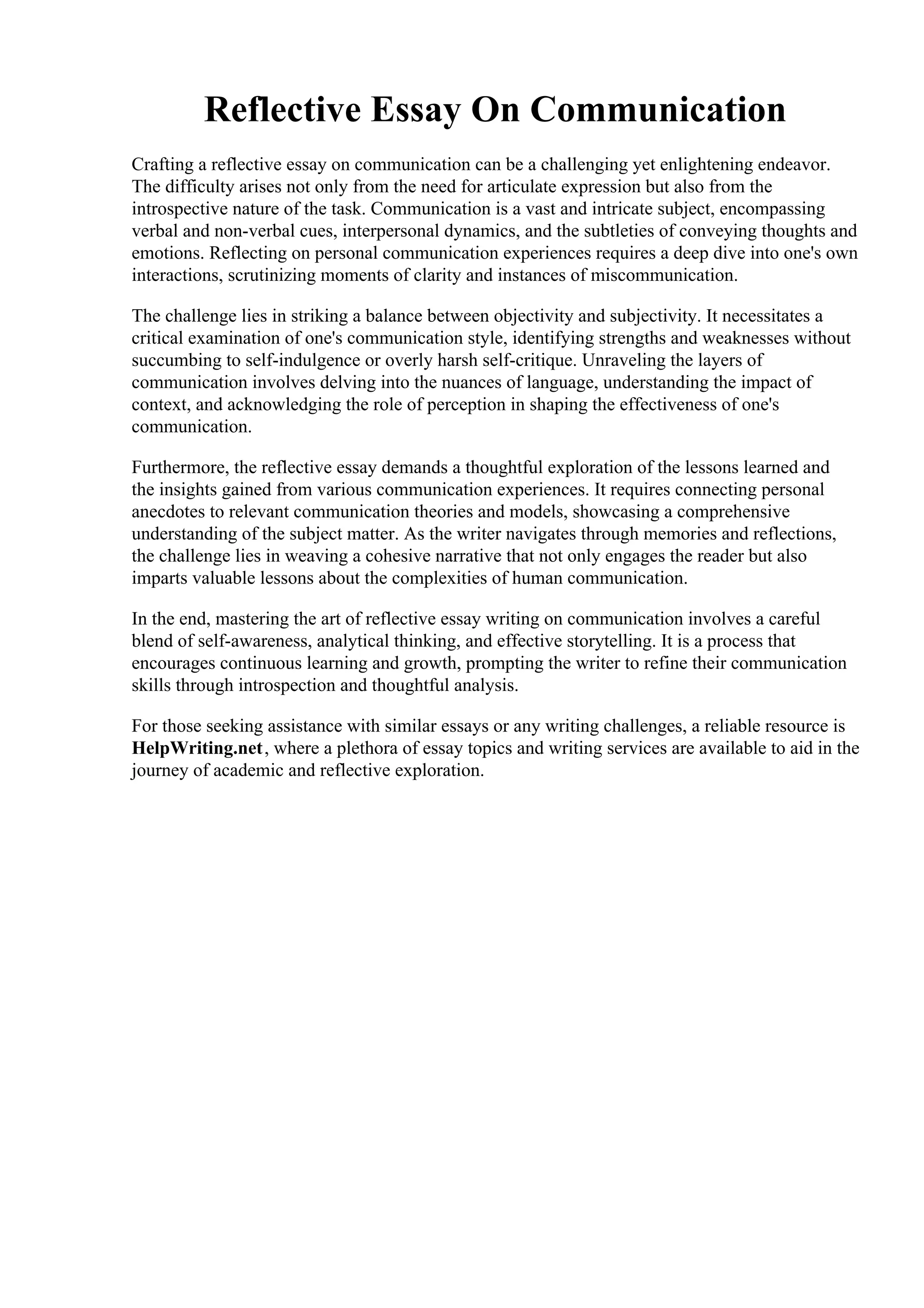 Reflective Essay On Communication.pdf