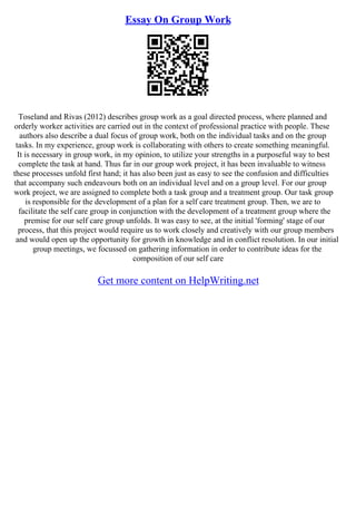 Reflective Essay On Group Work | PDF