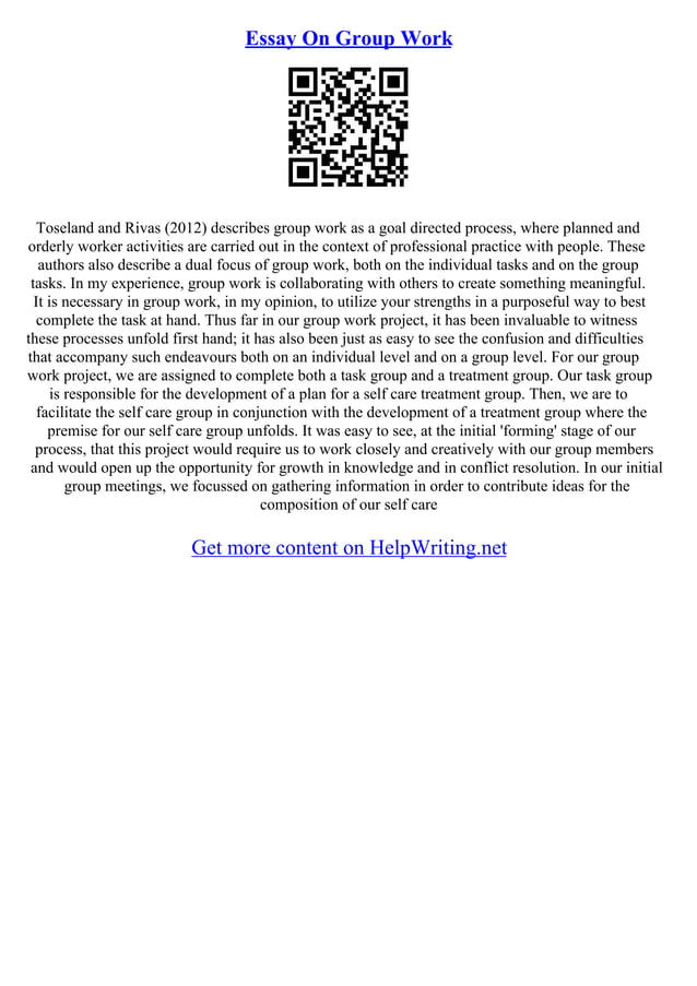 Reflective Essay On Group Work | PDF
