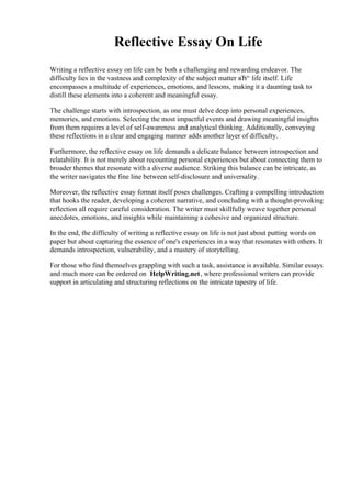 Reflective Essay On Life | PDF