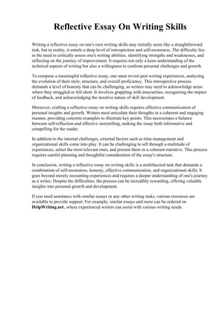 Reflective Essay On Writing Skills. University of Arkansas at Little ...