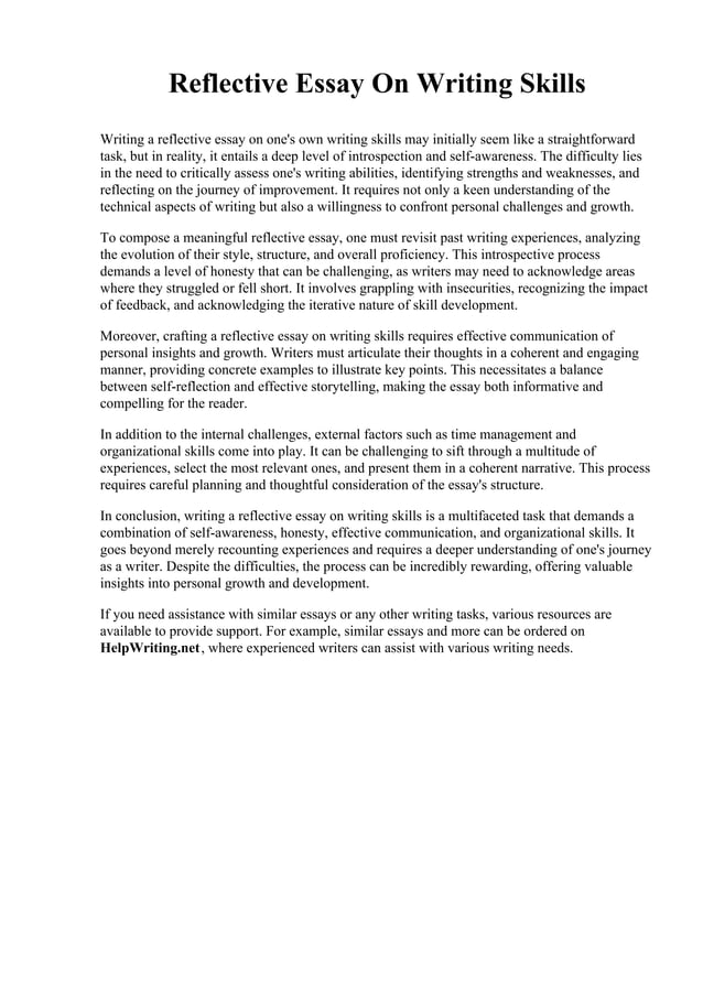 Reflective Essay On Writing Skills. University of Arkansas at Little ...
