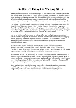 Reflective Essay On Writing Skills. School Essay: Reflective essay on ...
