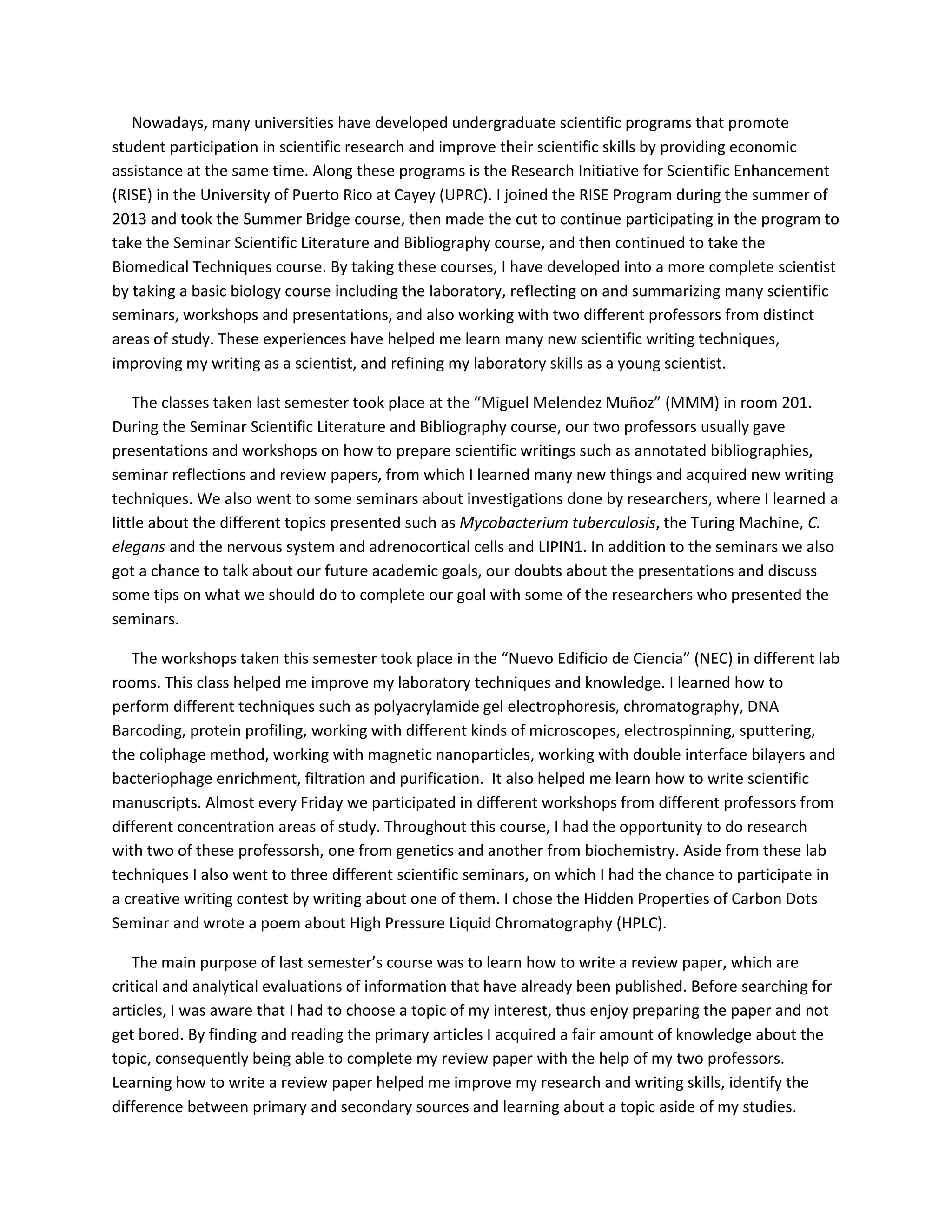 Reflective essay rise | DOCX