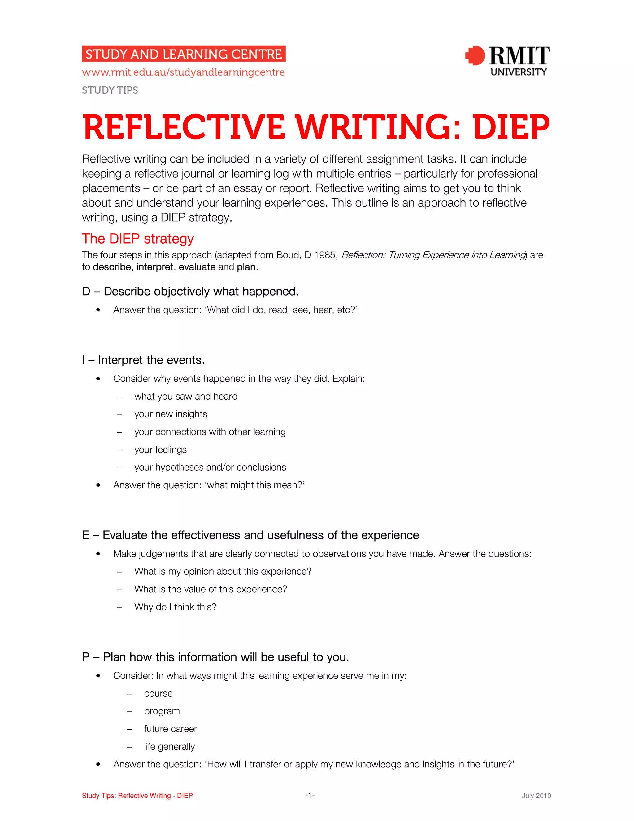 Reflective journal | PDF