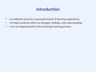 Reflective journal - Assessment for learning | PPTX
