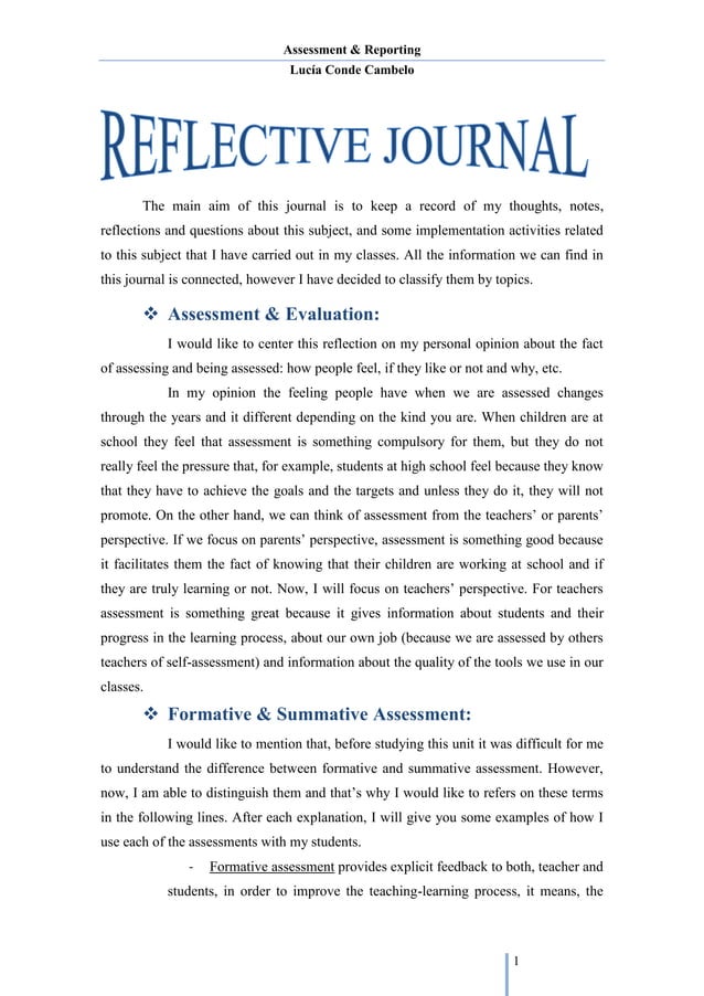 Reflective journal unit 1. | DOCX