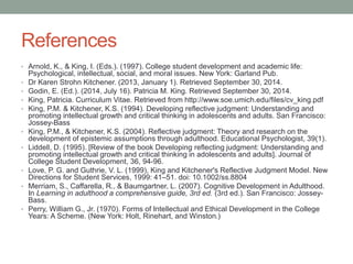 King and Kitchener's Reflective Judgment Model | PPTX