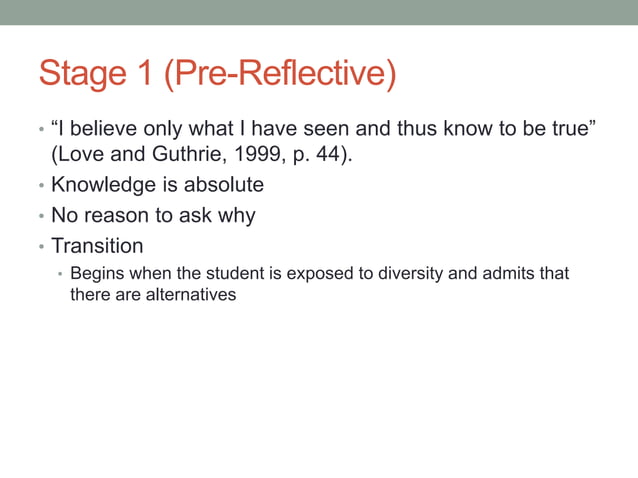 King and Kitchener's Reflective Judgment Model | PPT