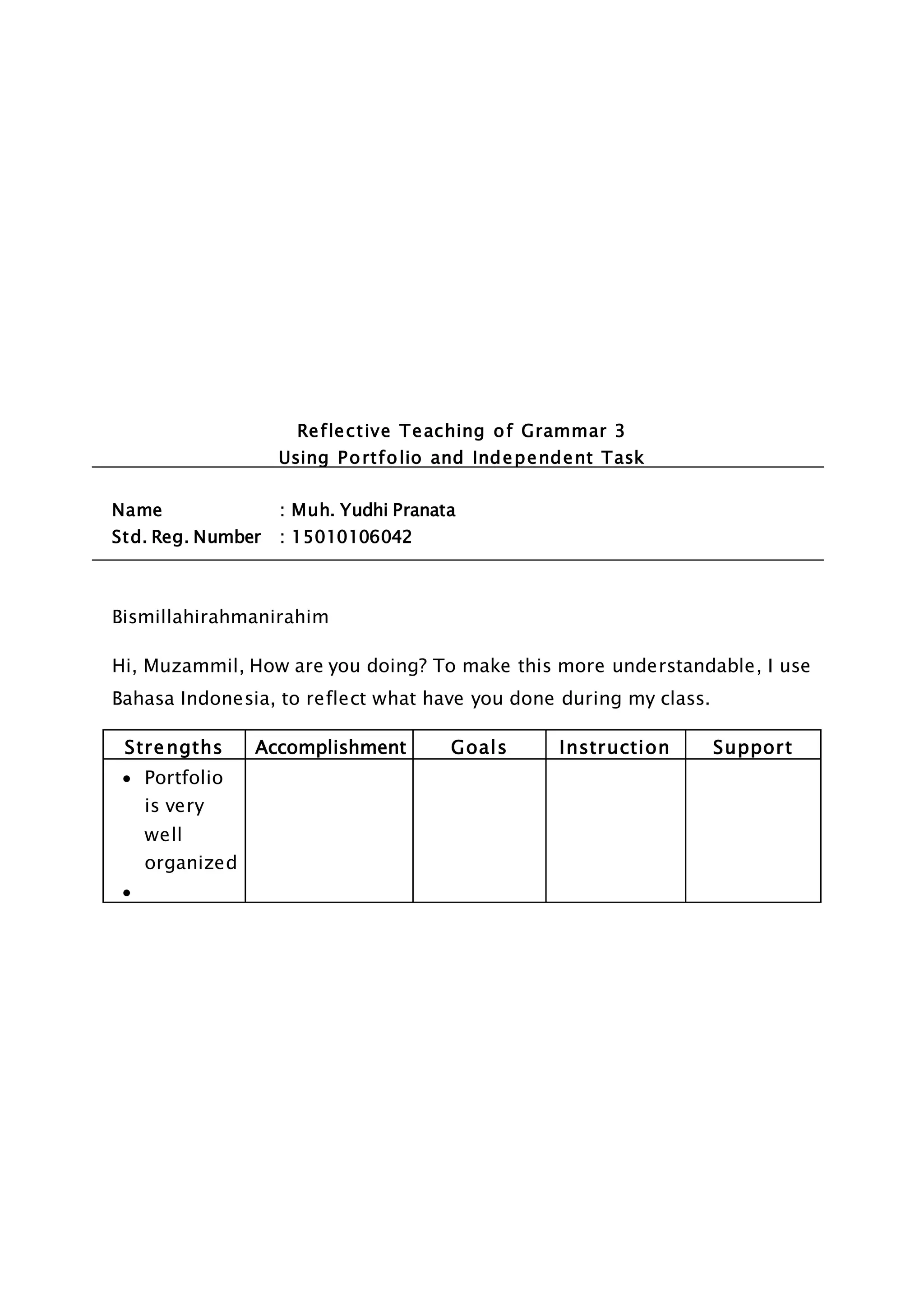 Reflective Learning Docx