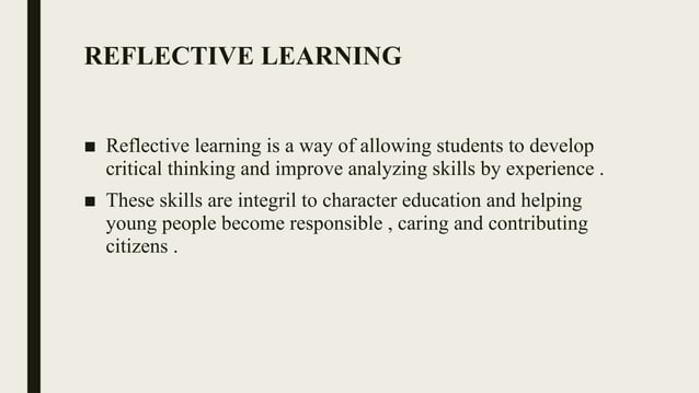 Reflective learning.pptx bs nursing 3rd year slbs | PPT
