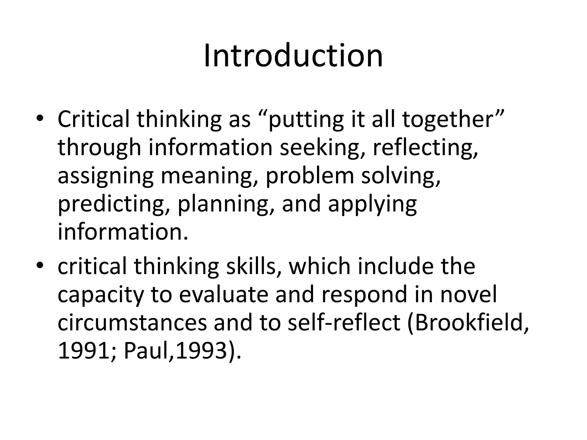 Reflective learning & critical thinking | PPTX