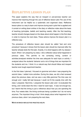 Reflective lesson plan | DOCX
