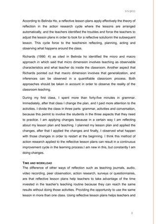 Reflective lesson plan | DOCX