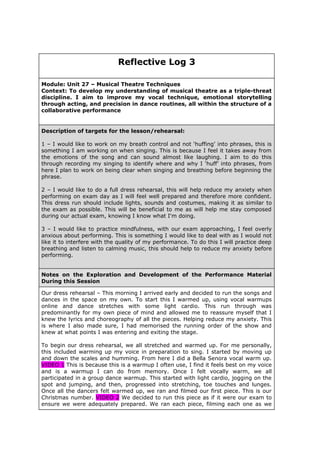 Reflective Log 3 - dress rehearsal-.docx