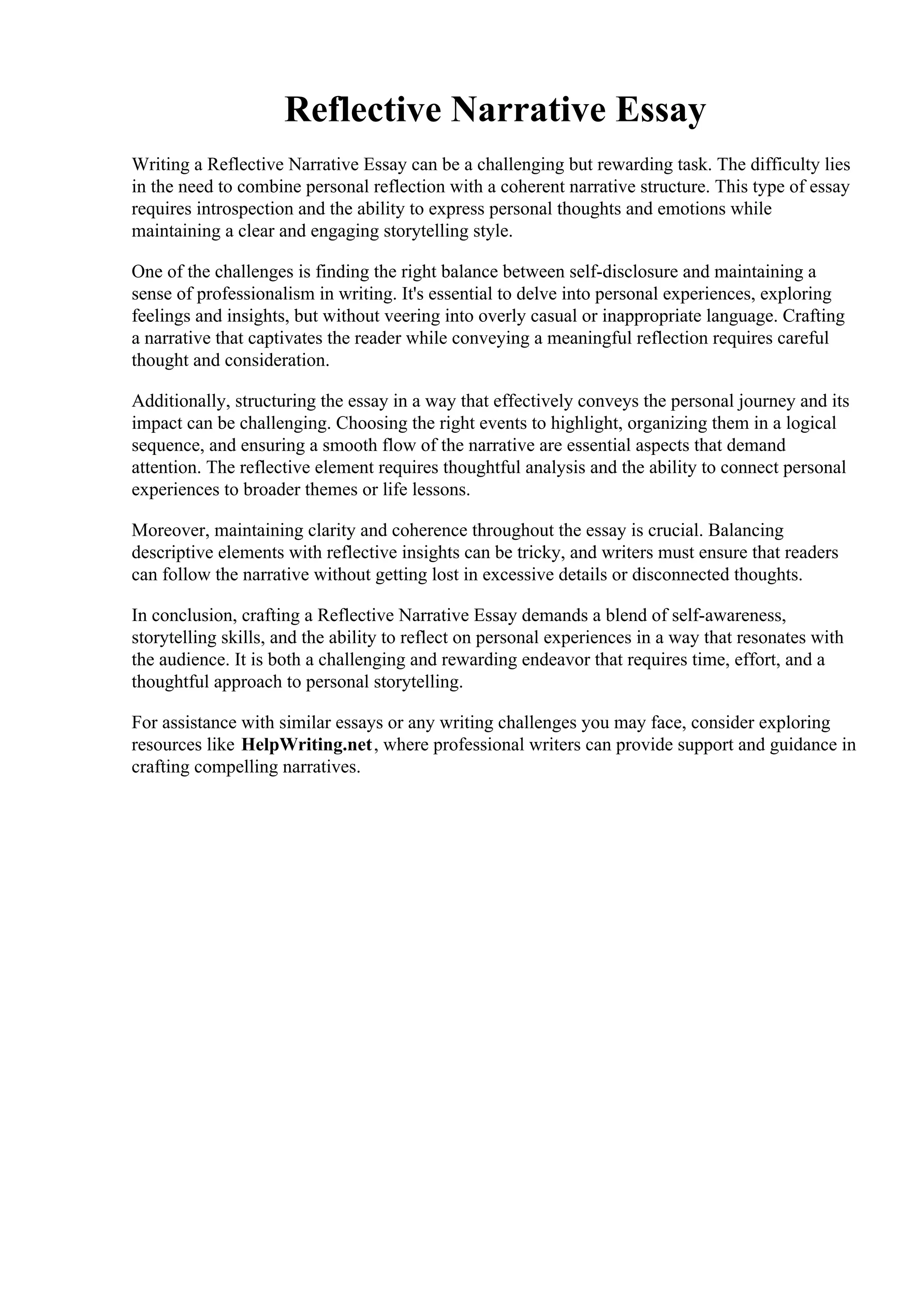 Reflective Narrative Essay | PDF