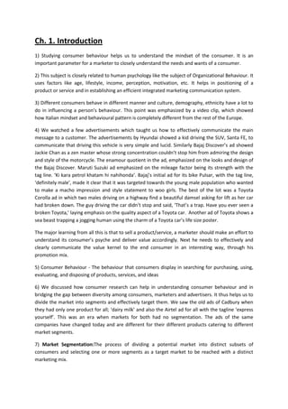 Reflective Notes - Consumer Behaviour | PDF