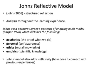 Johns Reflective Practice Nursing Process