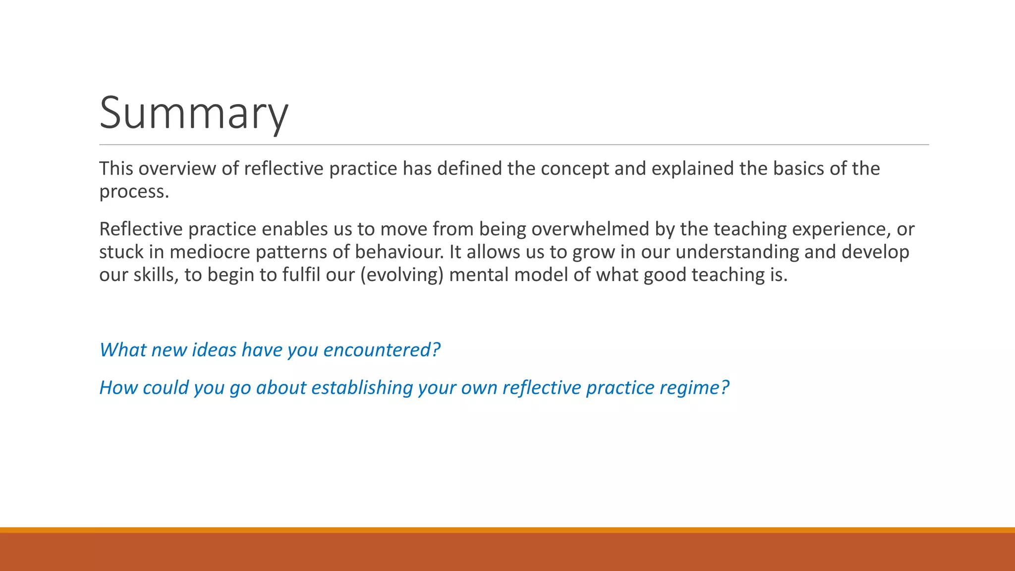 Reflective practice for teachers | PPTX