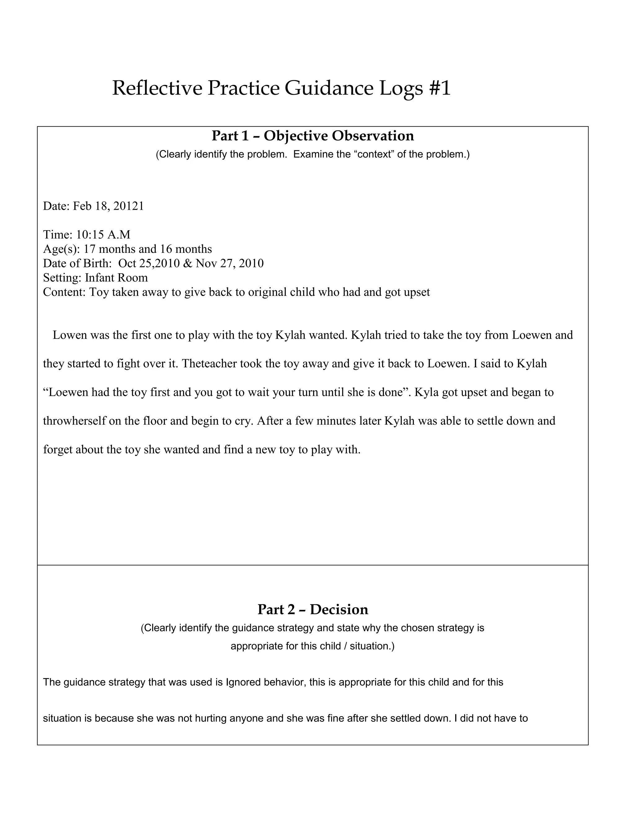 Reflective practice guidance logs | PPT