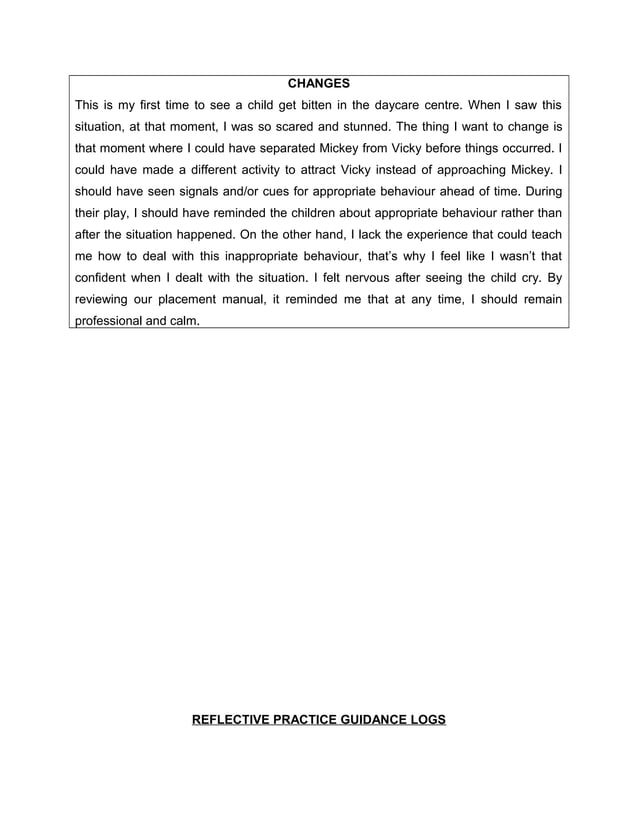Reflective practice guidance logs (rene) | PDF