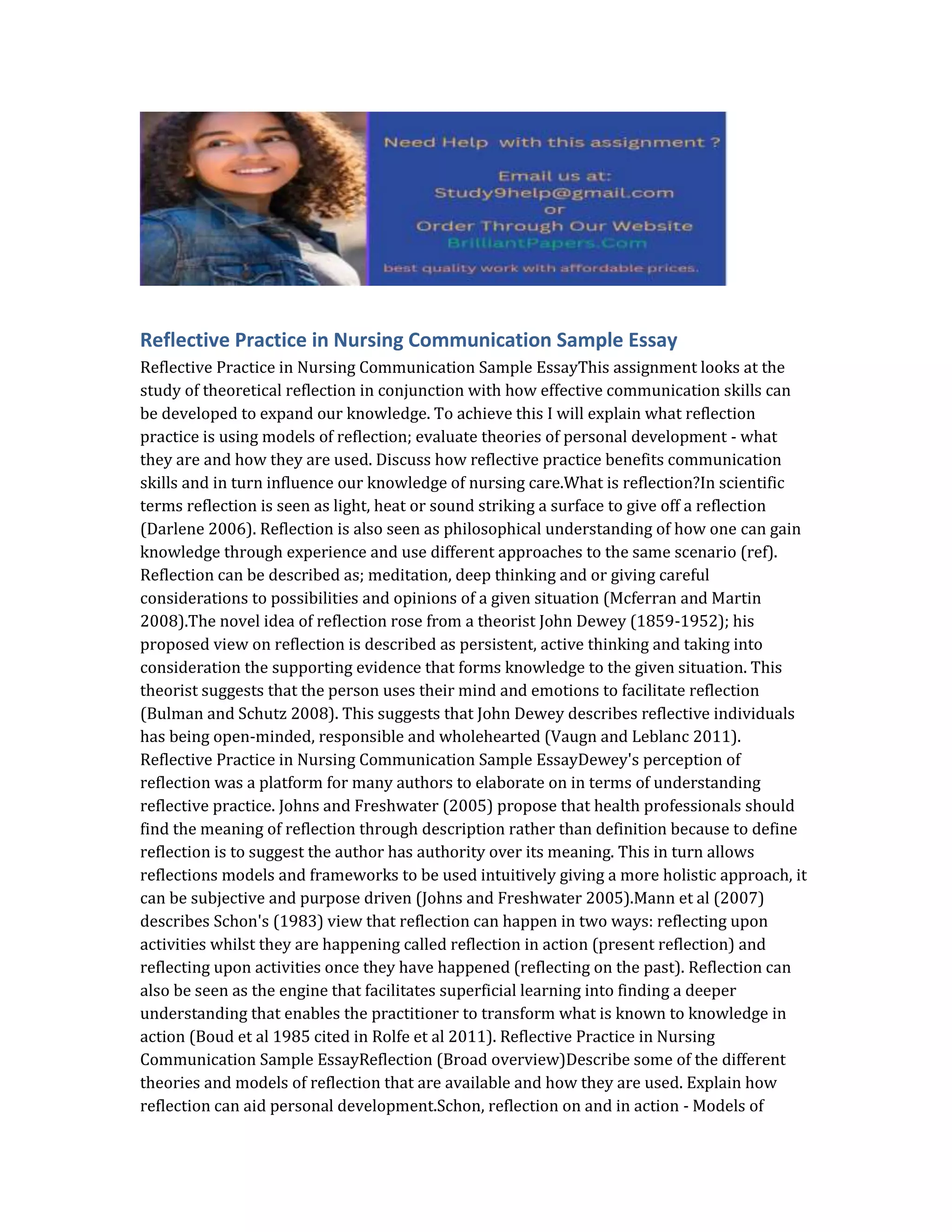 Reflective Practice in Nursing Communication Sample Essay.docx