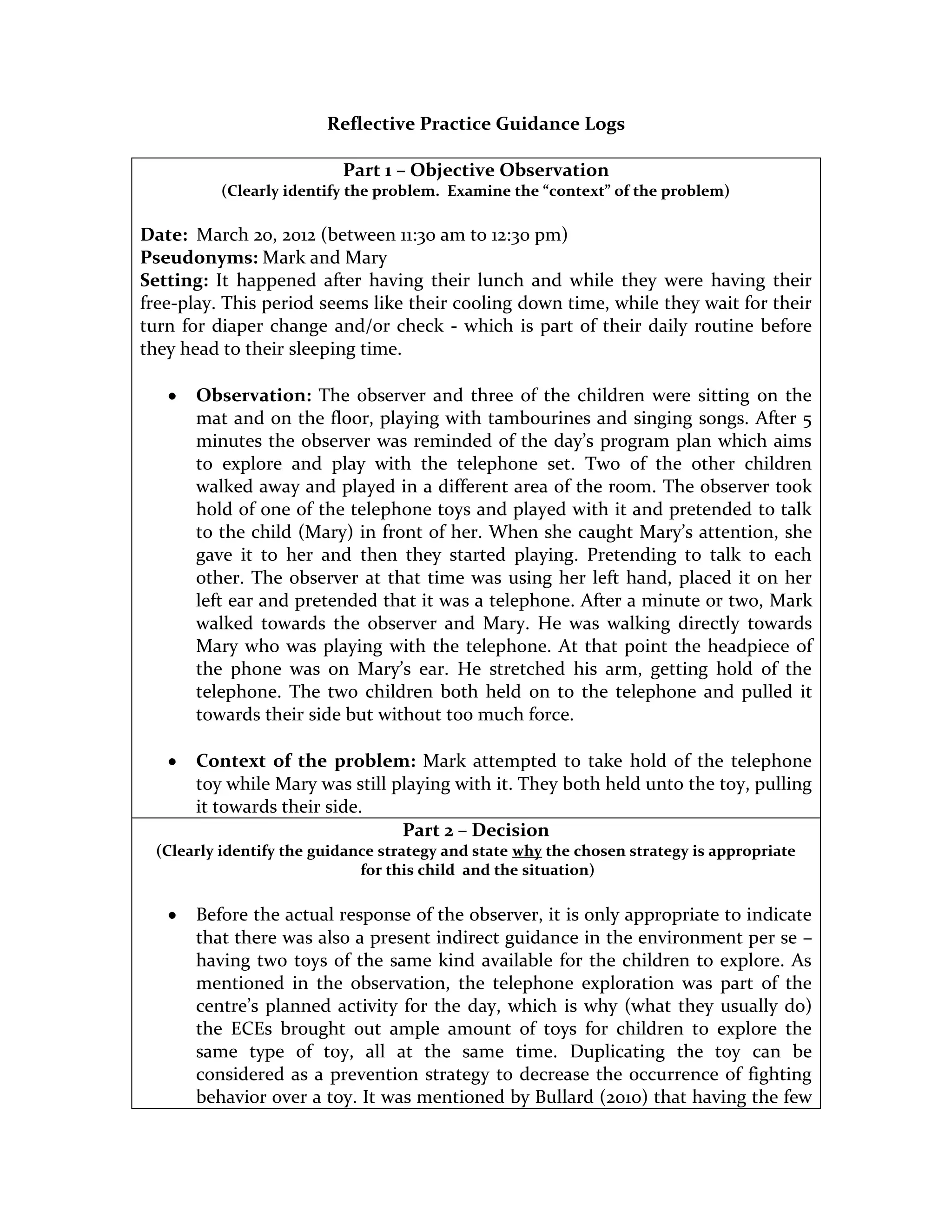 Reflective practice logs template | DOCX