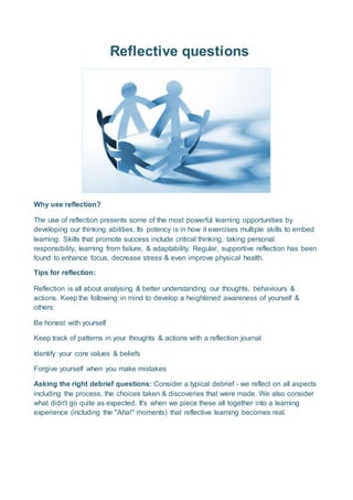 Reflective questions - a powerful way to develop our practice | DOCX ...