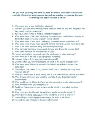 Reflective questions - a powerful way to develop our practice | DOCX ...