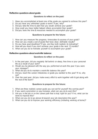 Reflective questions - a powerful way to develop our practice | DOCX ...