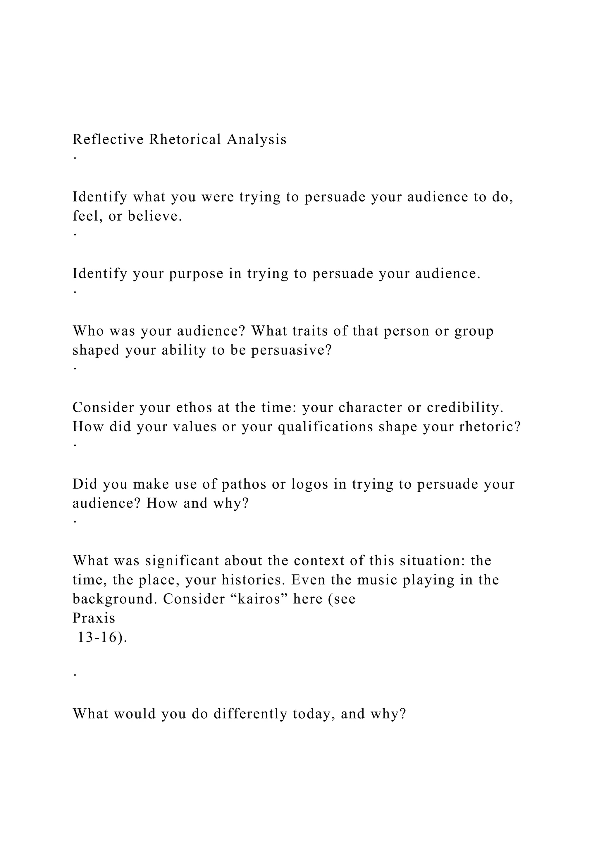 Reflective Rhetorical Analysis·Identify what you were tryi.docx