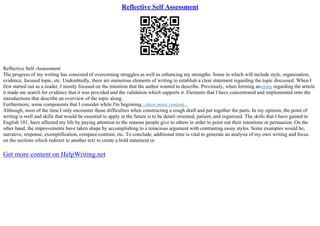 Reflective Self Assessment | PPT