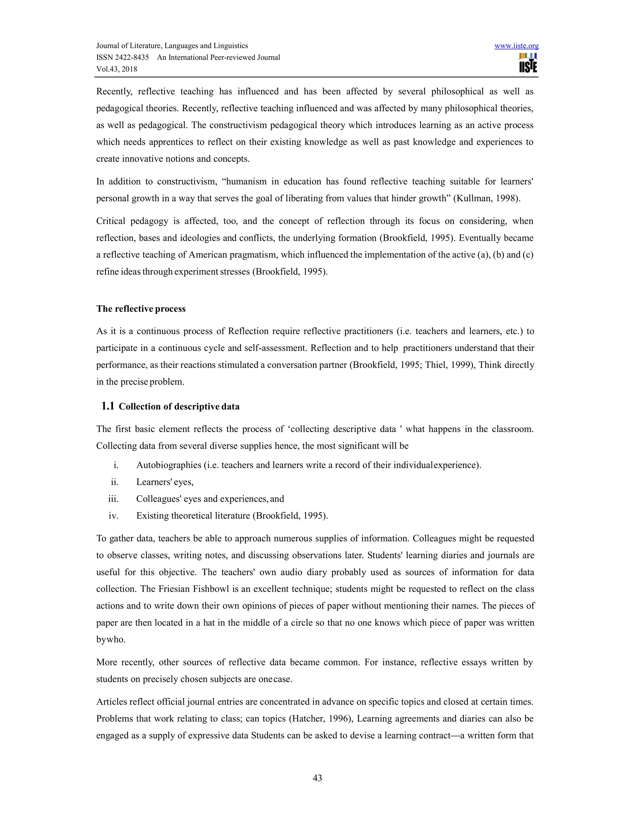 Reflective teaching as a practical approach | PDF