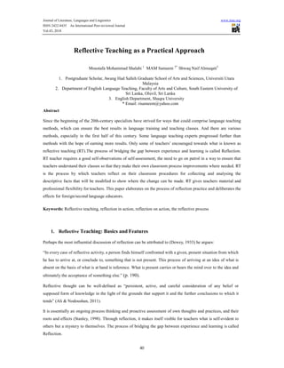 Reflective teaching as a practical approach | PDF