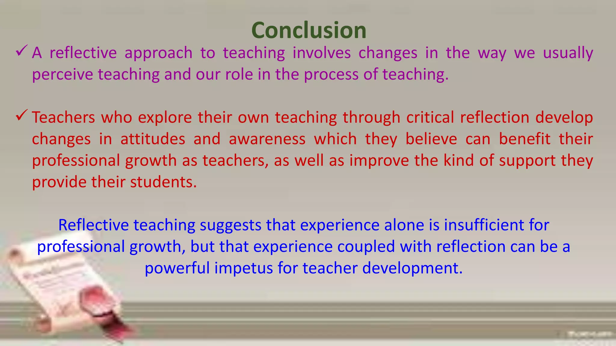 Reflective teaching as innovative approach ppt | PPTX
