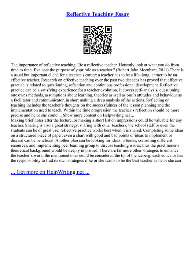 Reflective Teaching Essay | PDF