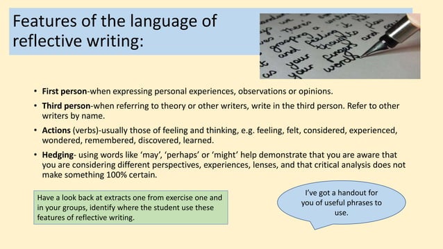 Reflective writing | PPTX | Educational Assessment | Education