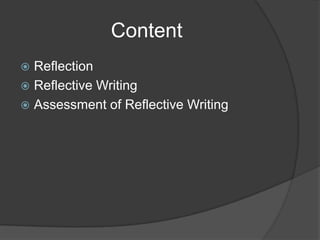 Reflective Writing PG MMEd | PPTX