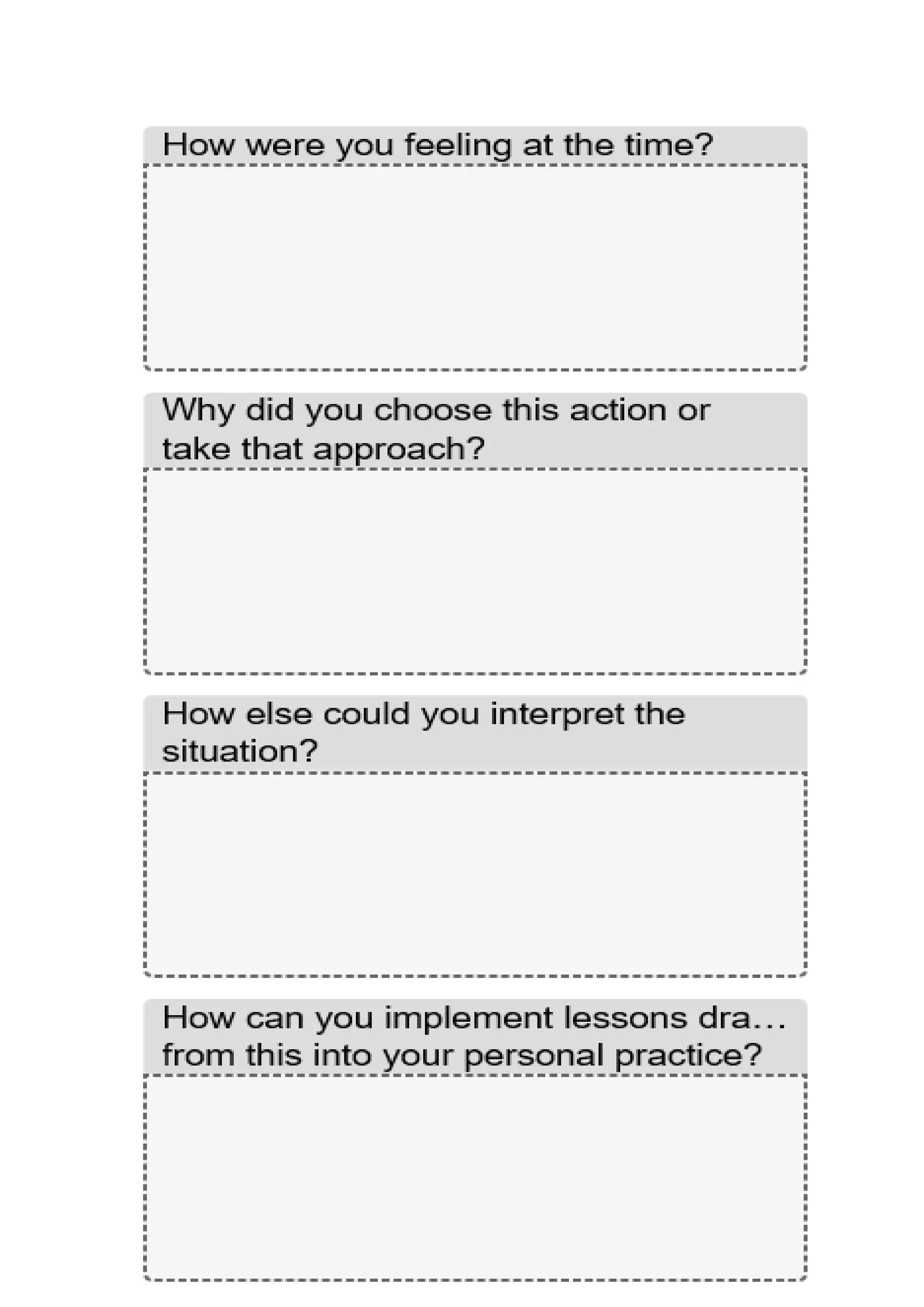 Reflective writing worksheet | PDF