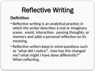 Reflective Writing and Critical Thinking….pptx