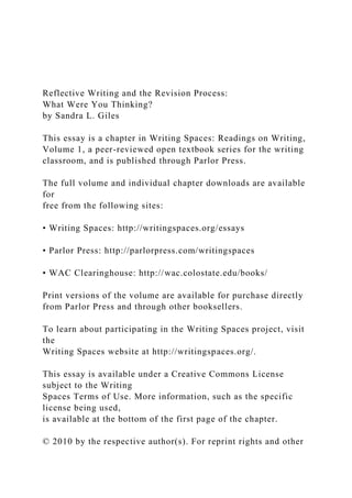 Reflective Writing and the Revision Process What Were You T.docx