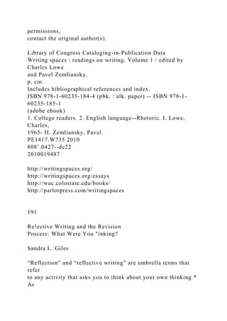 Reflective Writing and the Revision Process What Were You T.docx